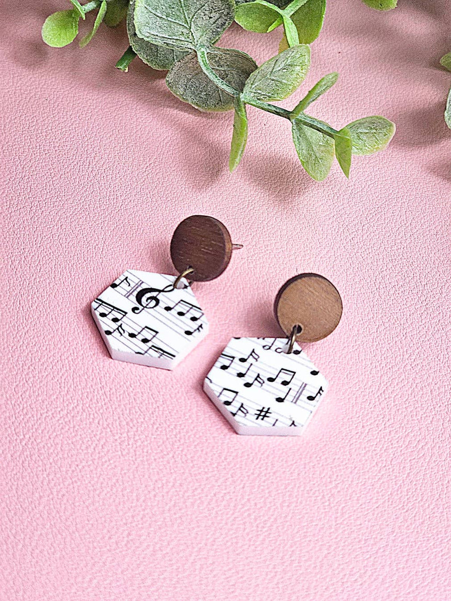 Music Note Dangle with Wood Stud Topper – American Jazz Museum